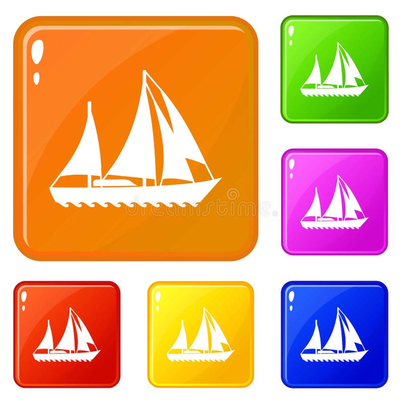 Sailing Ship Icons Set Vector Color Stock Vector - Illustration of boat ...