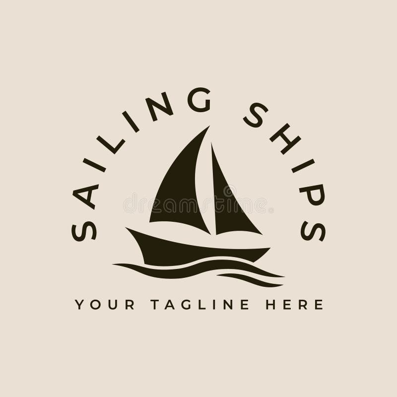 Sailing Ship Logo, Icons, with Vintage Logo Vector Symbol Illustration ...