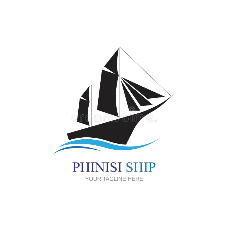 Sailing Ship Logo Pinisi Ship Vintage Blue Ship in the Sea Design ...