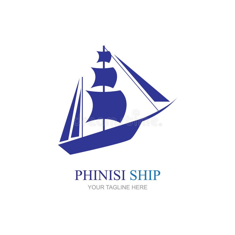 Sailing Ship Logo Pinisi Ship Vintage Blue Ship in the Sea Design ...