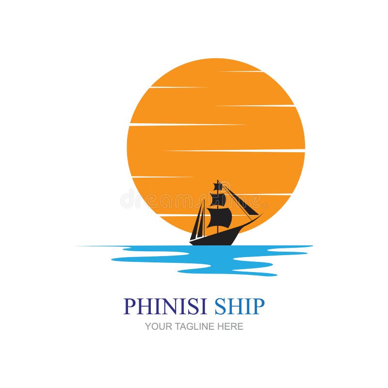 Sailing Ship Logo Pinisi Ship Vintage Blue Ship in the Sea Design ...