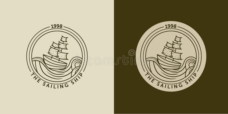 Sailing Ship Logo Vector Illustration. Ship or Boat Modern Line Art ...