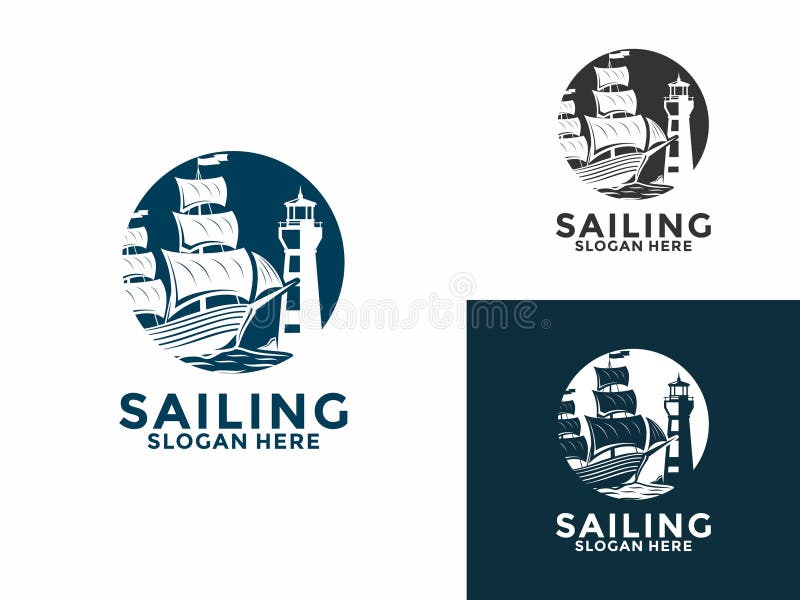 Sailing Ship Vintage Logo Vector Template, Sailing Boat Marine Retro ...