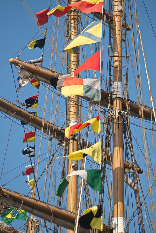 Sailing Ship with Many Little Flags Stock Photo - Image of marine ...