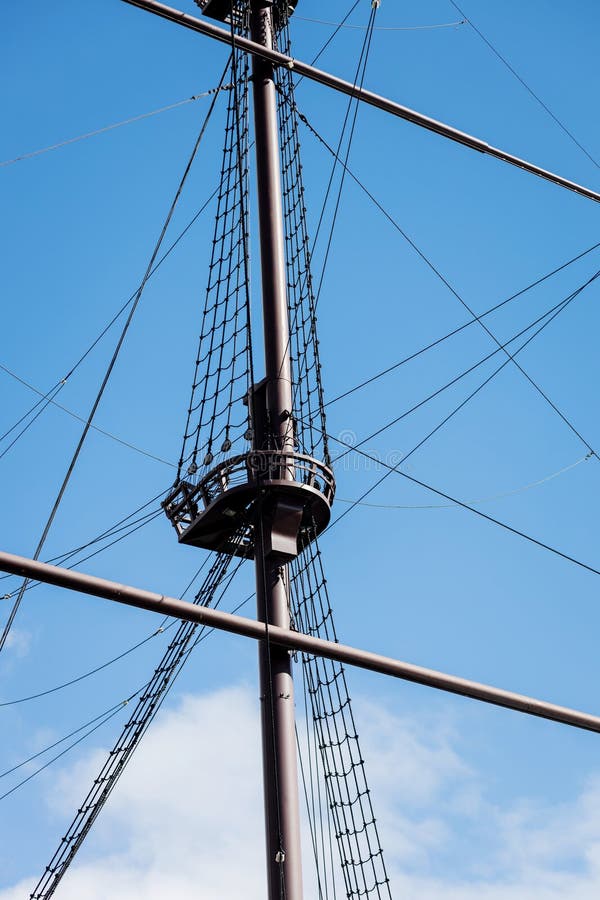 Sailing ship mast over sky stock photo. Image of vessel - 272510616