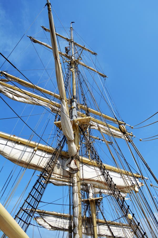 Big Old Ship with Masts Moored Off the Coast of Holland Stock Photo ...