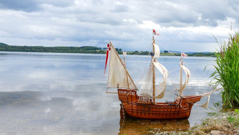Sailing Ship Model - Hand Made Santa Maria Stock Photo - Image of hobby ...