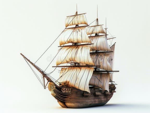Sailing Ship Model White Background Stock Photo - Image of nautical, education: 376069762