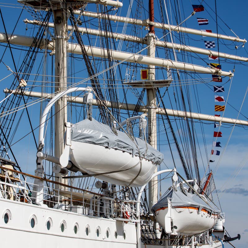 Sailing Ship Rigging, Masts and Cables. Stock Photo - Image of ...