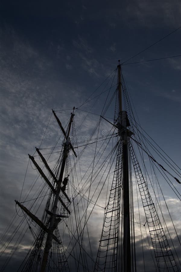 Sailing Ship Ropes Against a Moody Sky Stock Photo - Image of boating ...