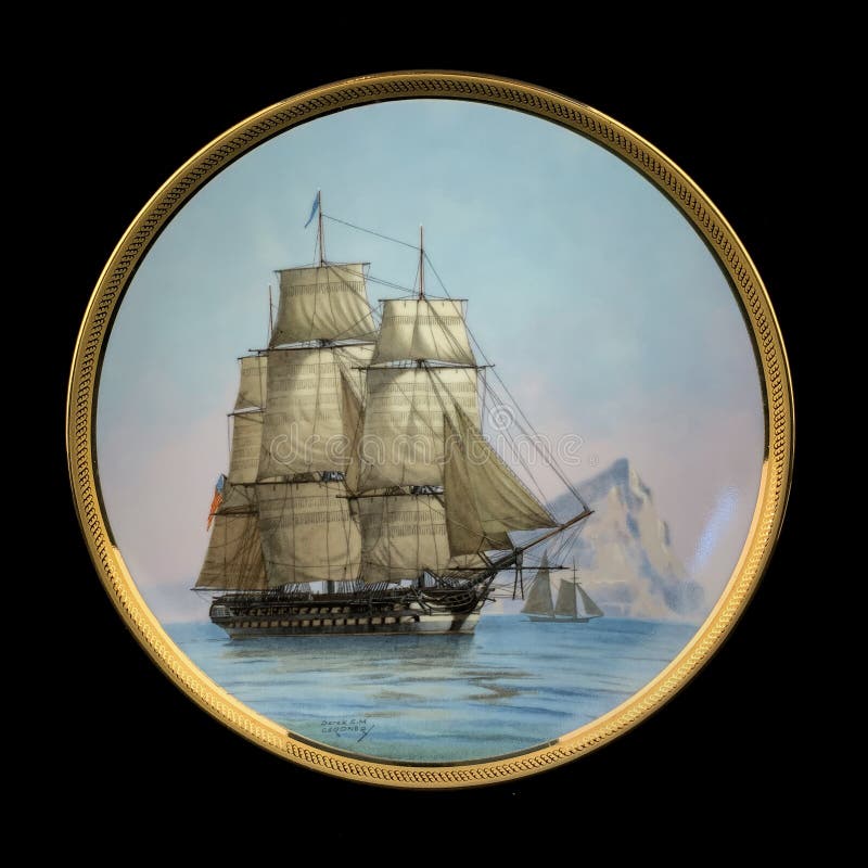 Round Picture for Decoupage with a Sailboat in the Sea Stock Image ...