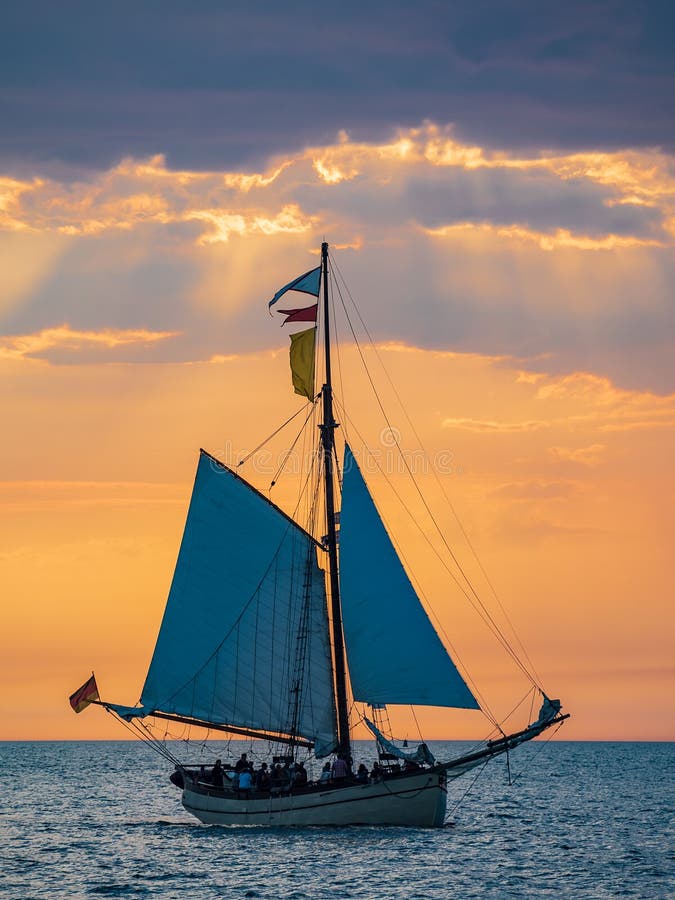 Sailing Ship and Seagull on the Baltic Sea in Warnemuende, Germany ...