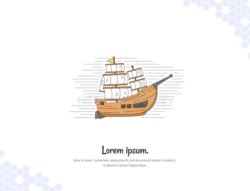 Sailing Ship Simple Doodle Flat Vector Art for Wall Decoration Stock ...