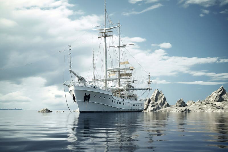 Sailing Ship Under Sail Breaking through the Waves Stock Image - Image ...