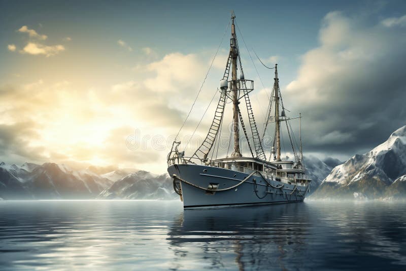 Sailing Ship Under Sail Breaking through the Waves Stock Illustration ...