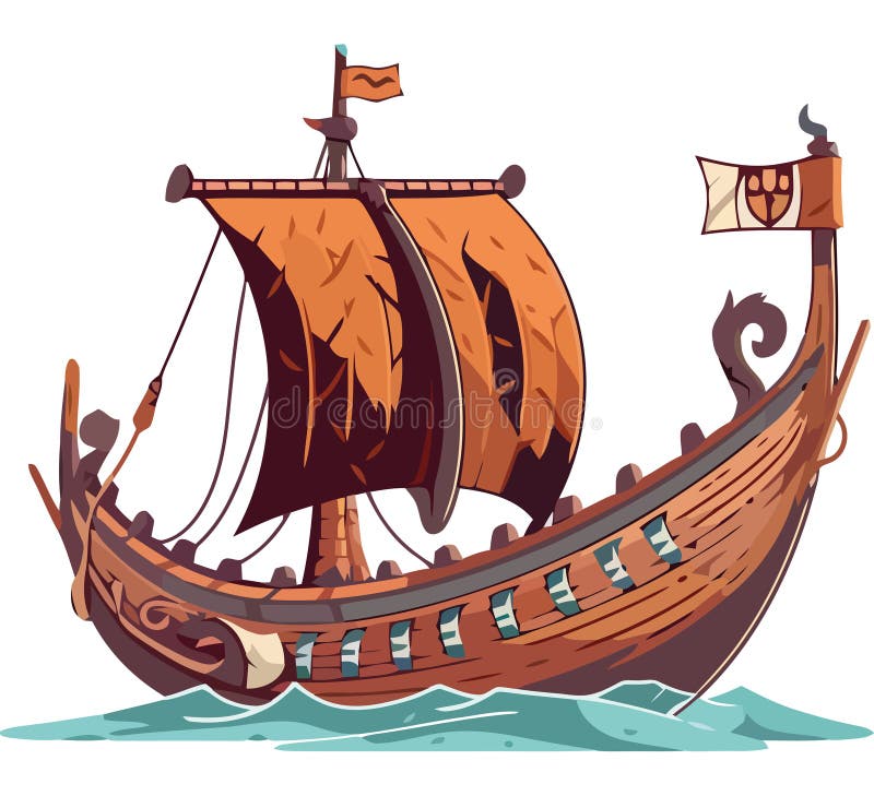 Sailing Ship on Water Waves Vector Illustration Stock Vector ...