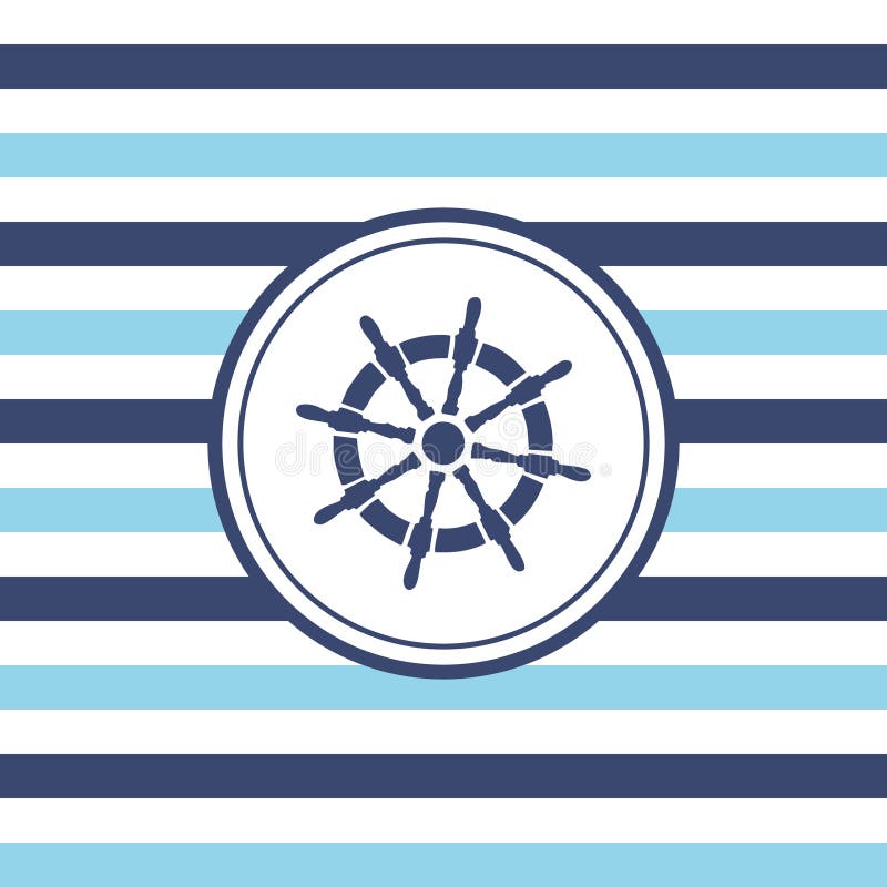 Sailing Ship Wheel on Navy White and Blue Texture Stock Vector ...