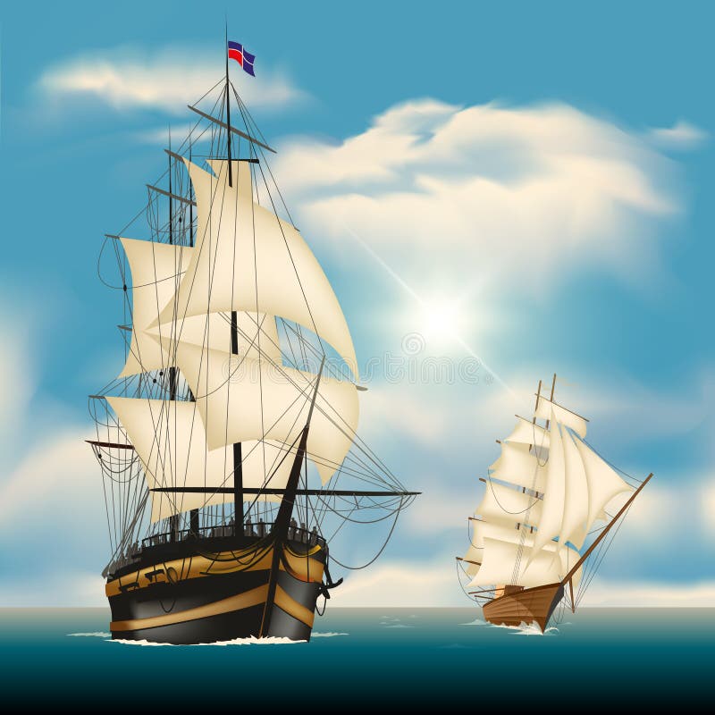 Tall Ship at Sea stock illustration. Illustration of ocean - 6309916