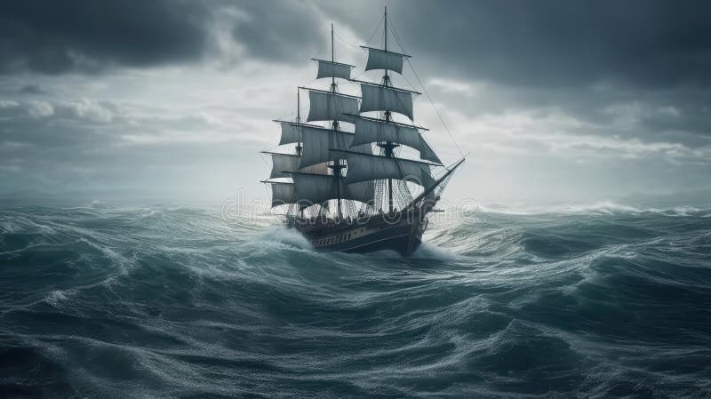 Sailing through Storm. Created by Generative Artificial Intelligence ...