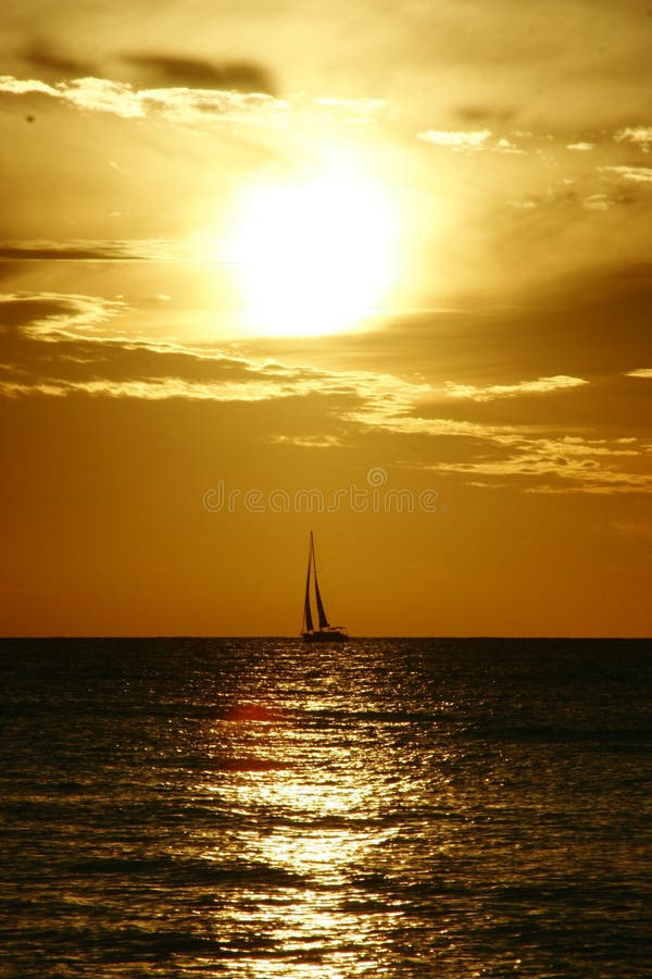 Sailing at sunset stock photo. Image of holiday, sailboat - 1376096