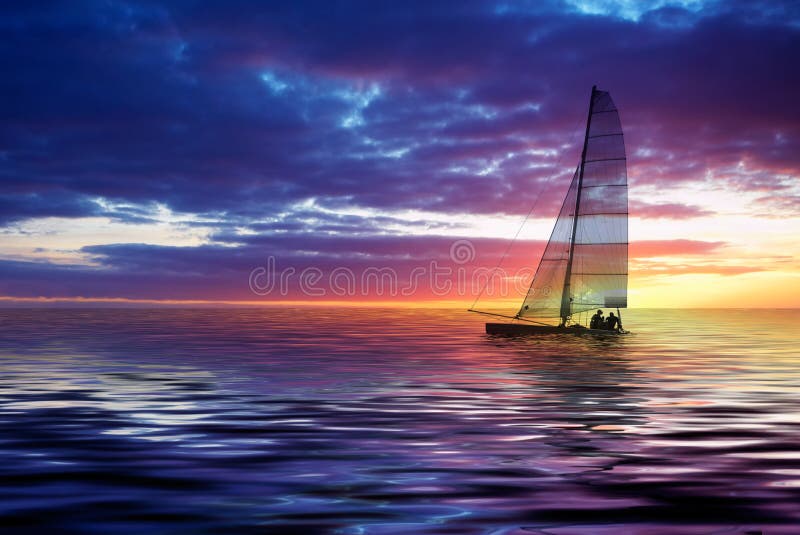 Sailing and sunset stock image. Image of relax, landscape - 1621413