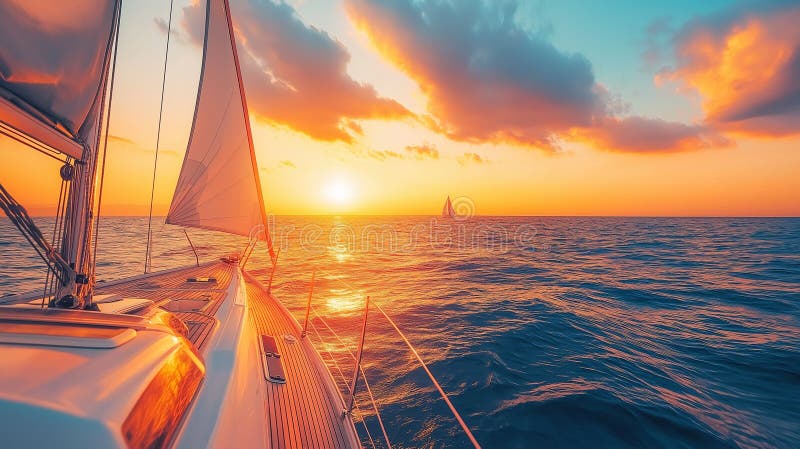 Sailing at Sunset on a Beautiful Sea Stock Image - Image of beach ...