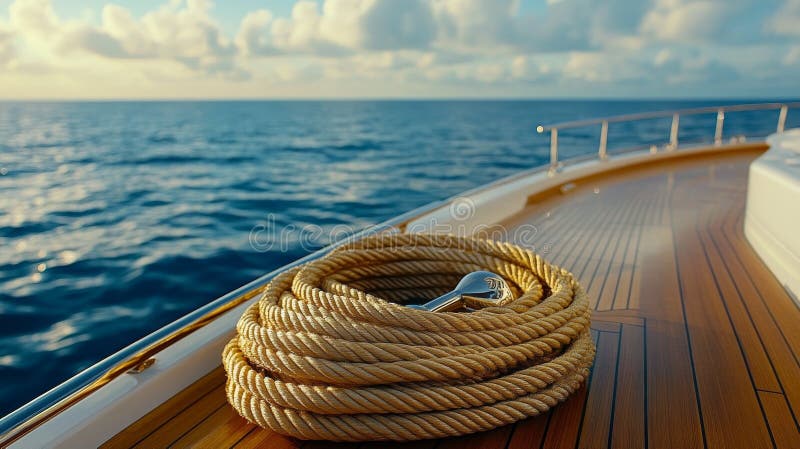 Sailing into the Sunset with Ropes on the Deck and Vibrant Clouds in ...