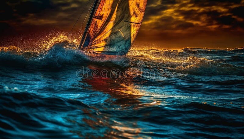 Sailing into the Sunset, a Yacht Motion Reflects Nature Beauty ...