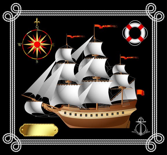 Sailing vessel stock vector. Illustration of sail, scroll - 2581031