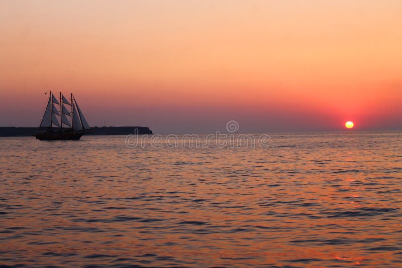 Vessel at Sunset stock image. Image of destination, ship - 217829983