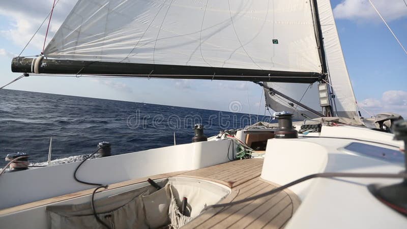 Sailing in the Wind through the Waves. Luxury Yacht Boat Stock Video ...