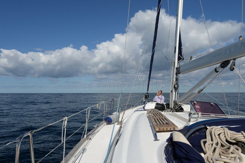 On a Sailing Yacht in the Black Sea Stock Photo - Image of mast, deck ...