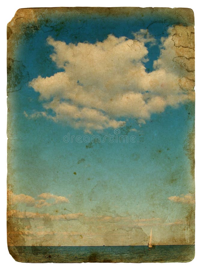 Vintage Sky with Fluffy Clouds Isolated. Stock Illustration ...