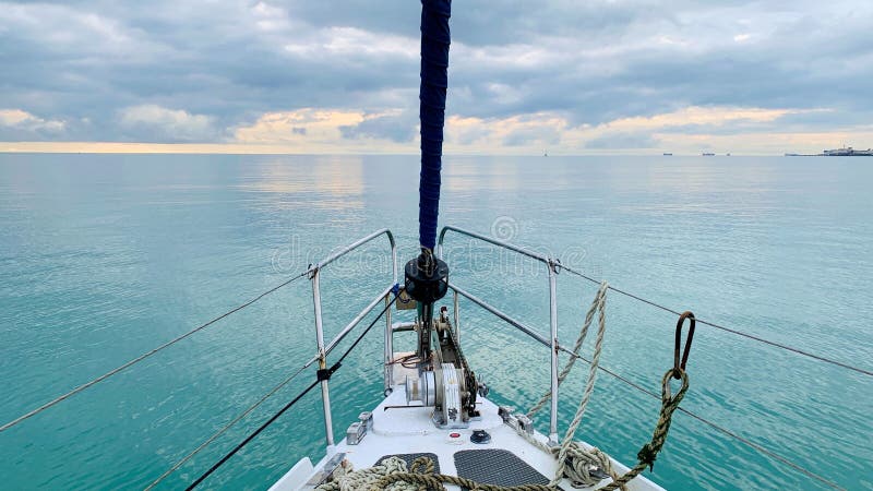 Sailing Yacht Sailing on the Endless Blue Sea Stock Photo - Image of ...
