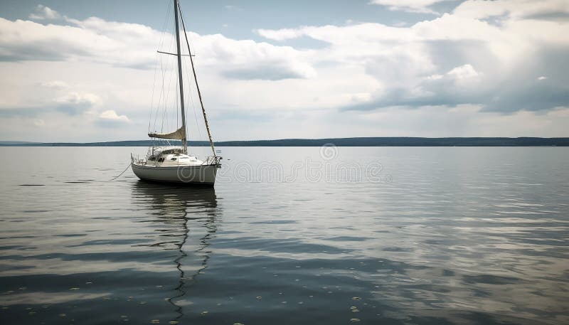 Sailing Yacht Glides on Tranquil Blue Waters Under Sunset Sky Generated ...