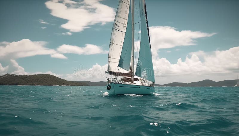 Sailing Yacht Glides through Waves, Summer Adventure Generated by AI ...