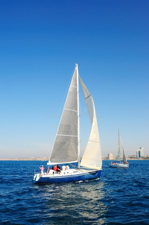 Sailing Yacht in the Mediterranean Sea. Stock Image - Image of seascape ...