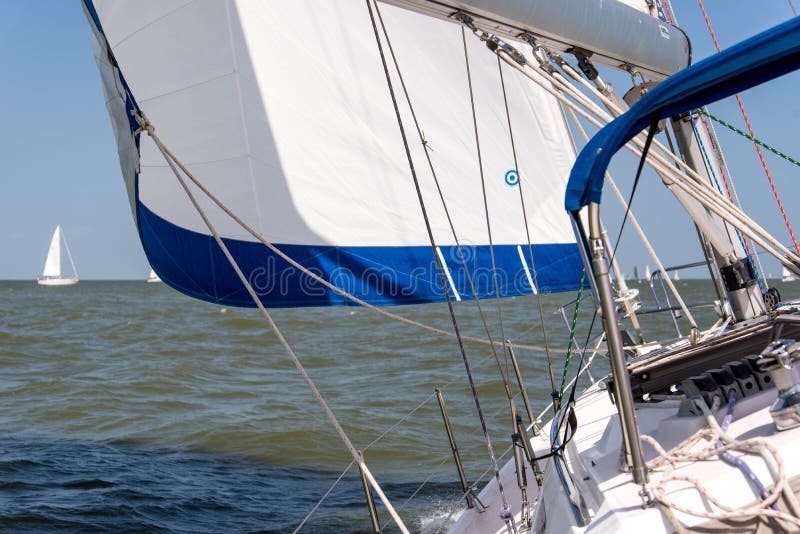 Sailing Yacht in the Open Ocean Stock Image - Image of boat, cutter ...