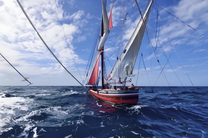 Sailing Yacht in the Open Ocean AI Generated Stock Illustration ...