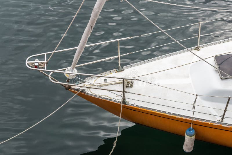 Close-up of Prow and Rusty Anchor of a Boat Moored in Port at Amsterdam ...