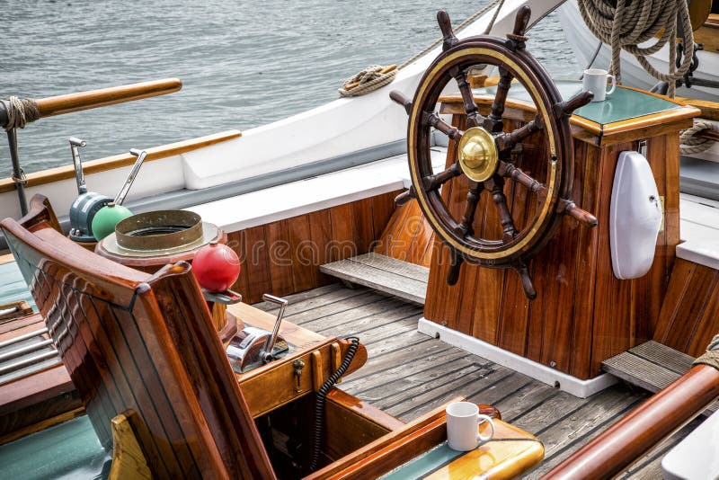 Sailingship helm stock image. Image of helm, rope, teak - 27863745