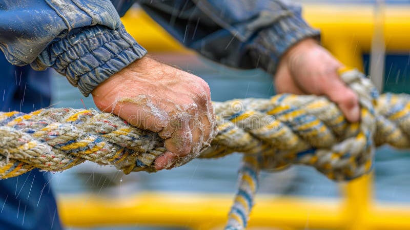 Sailor Adjusting Sail Ropes with Precision in Olympic Sailing Sport ...