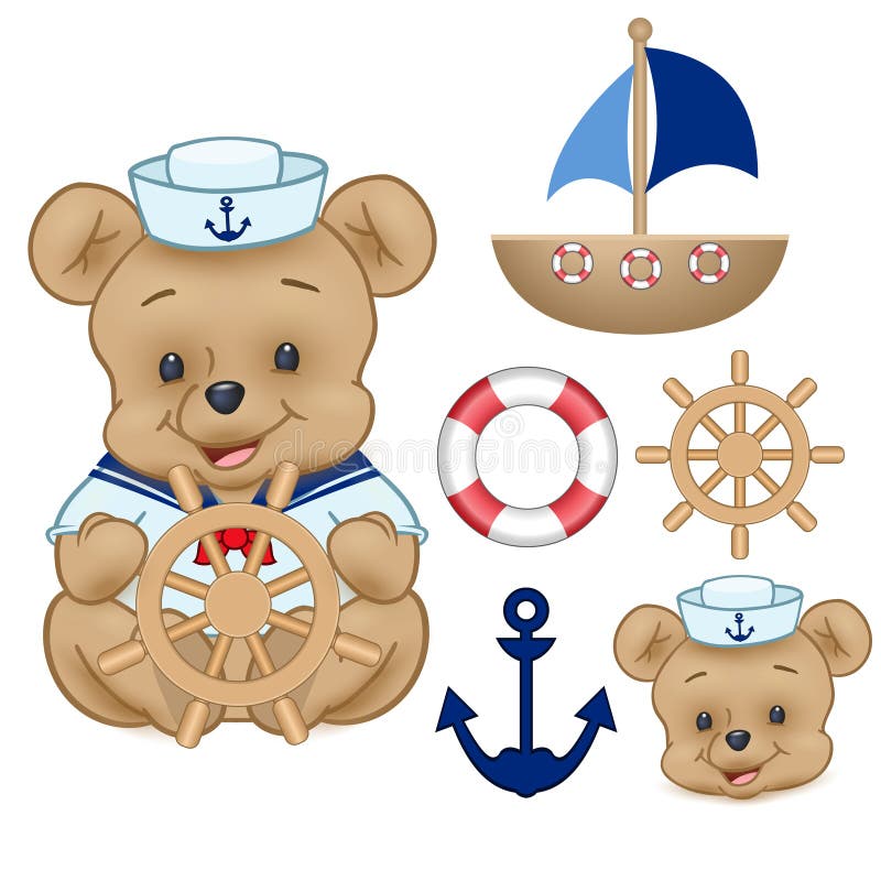 Sailor Bear Digital Clipart Vector Stock Vector - Illustration of woman ...