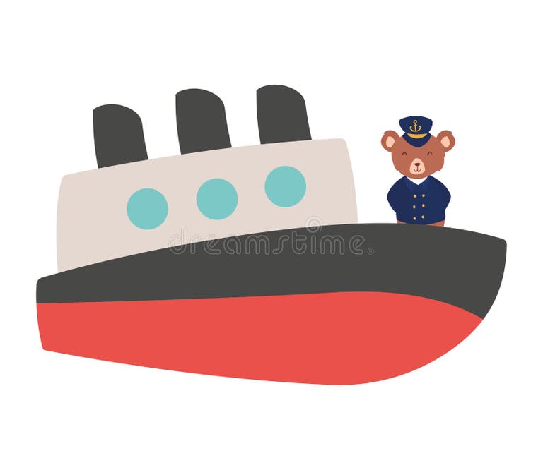 Sailor bear in ship stock vector. Illustration of little - 245768632