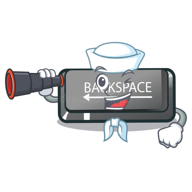 Sailor with Binocular Backspace Button Installed on Cartoon Keyboard ...