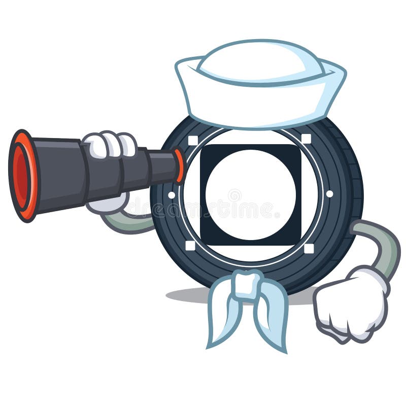 Sailor With Binocular Byteball Bytes Coin Mascot Cartoon Editorial