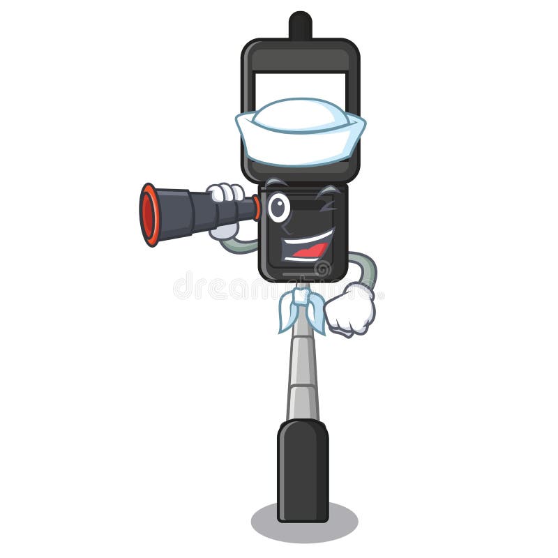 Sailor with Binocular Cell Phone Holder on a Character Stock Vector ...