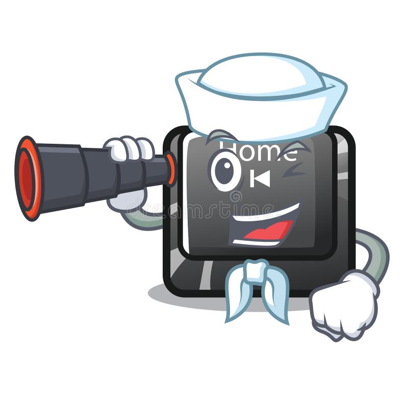 Sailor With Binocular Mascot Toy Home Button Attached Computer Stock