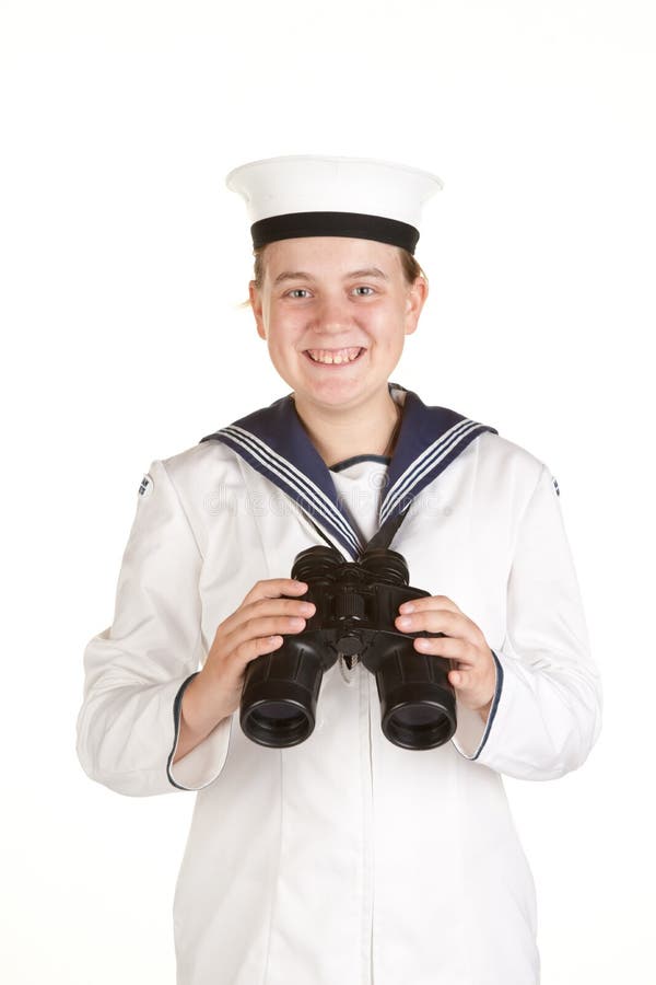 Sailor with Binoculars stock image. Image of horizon, face - 7216249