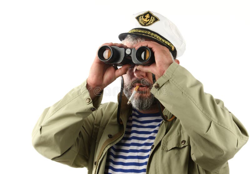 Sailor with binoculars stock photo. Image of binoculars - 73424976